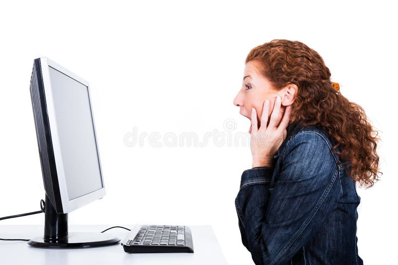 Woman surprised stock image. Image of looking, internet - 47432239