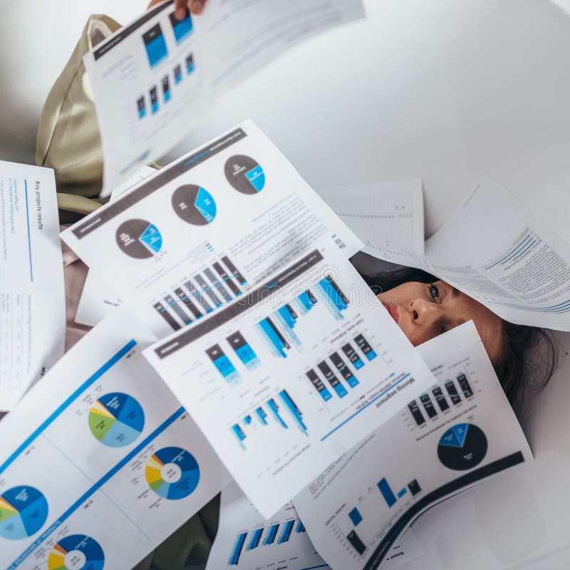 Woman is Swamped with Paperwork. Work, Business Stock Image - Image of ...