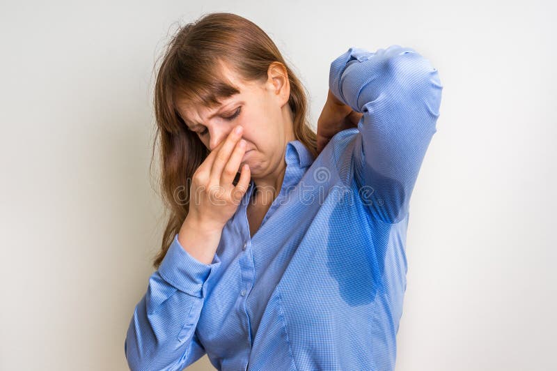 Woman with Sweating Under Armpit Stock Image - Image of problem ...