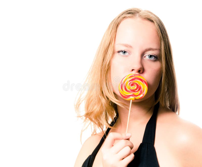 Woman and Sweet Sugar Candy. Stock Photo - Image of facial, female ...
