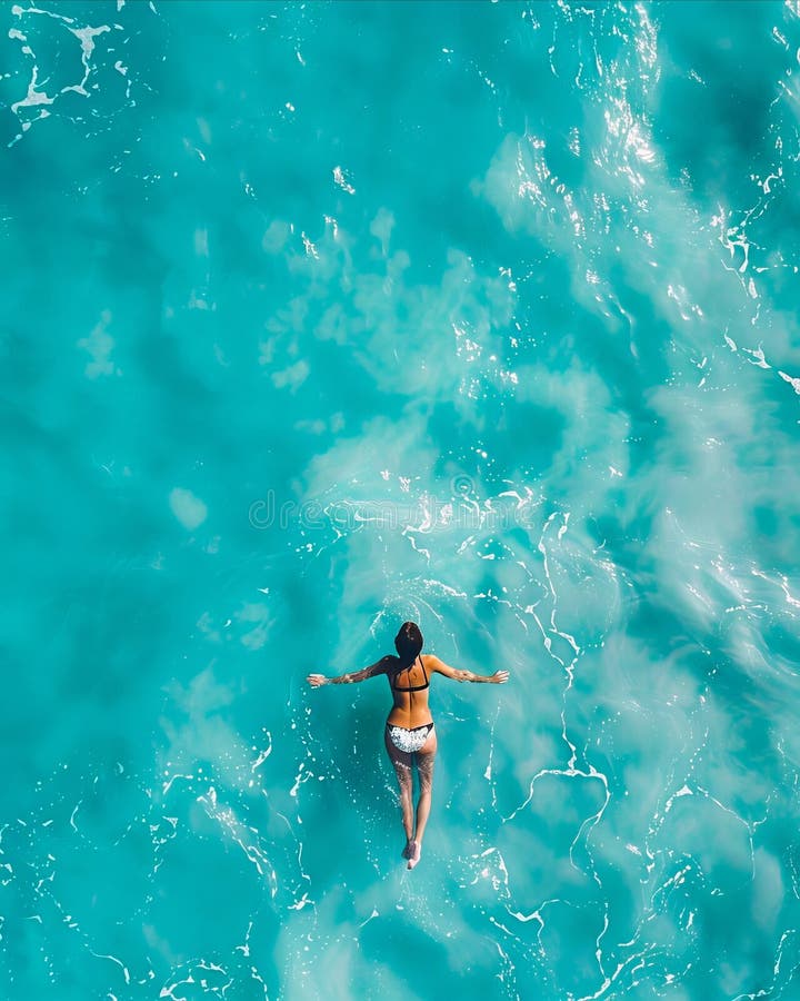 Woman Swimming in the Ocean Stock Photo - Image of blue, ocean: 318678620