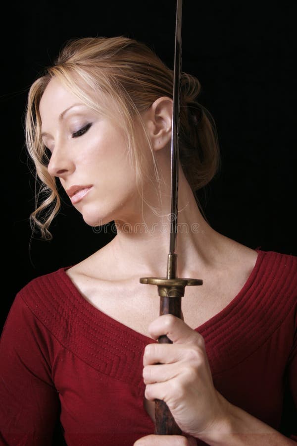 Beautiful Girl with a Sword Stock Photo - Image of katana, aggressive ...