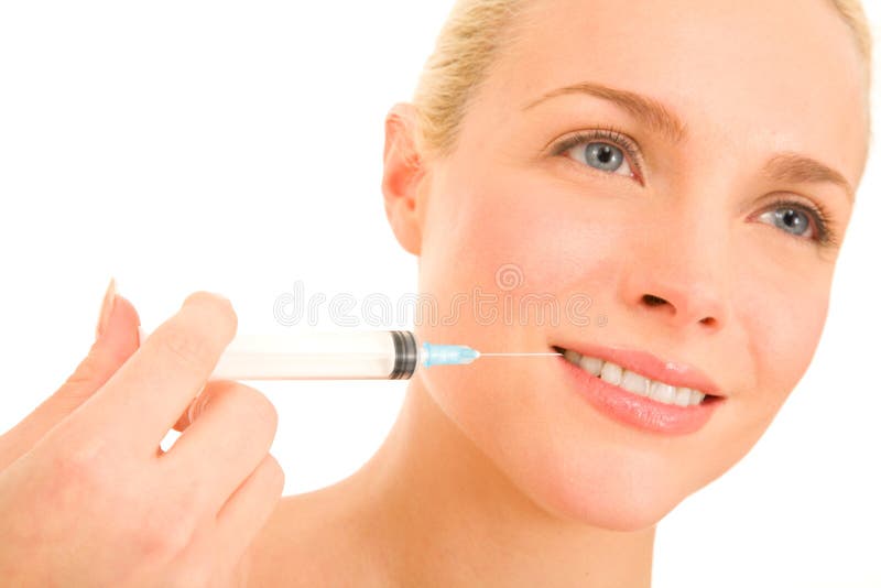 Woman with Syringe of Botox Stock Image - Image of isolated, laugh ...