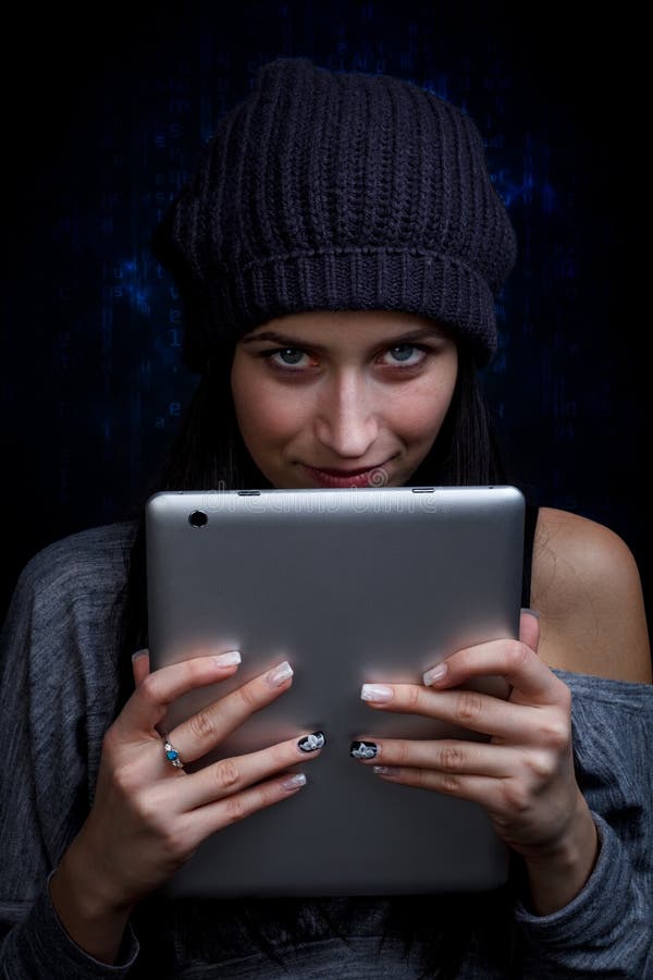 Woman with tablet stock photo. Image of cute, touchscreen - 38056034