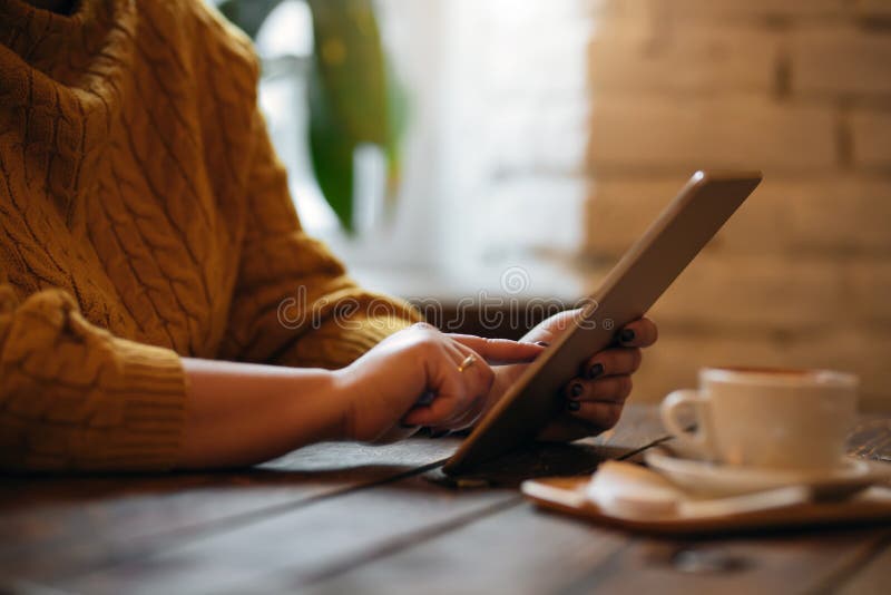 Woman with Tablet Behind Table Stock Photo - Image of business, person ...