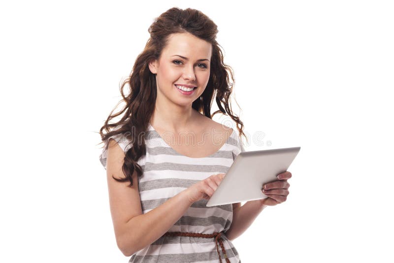 Woman with tablet stock photo. Image of smile, internet - 36811610