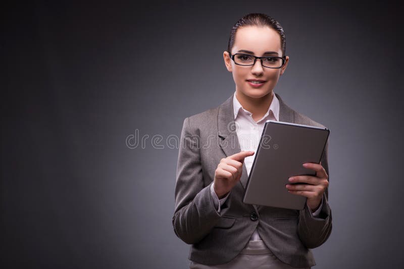 The Woman with Tablet Computer in Business Concept Stock Photo - Image ...