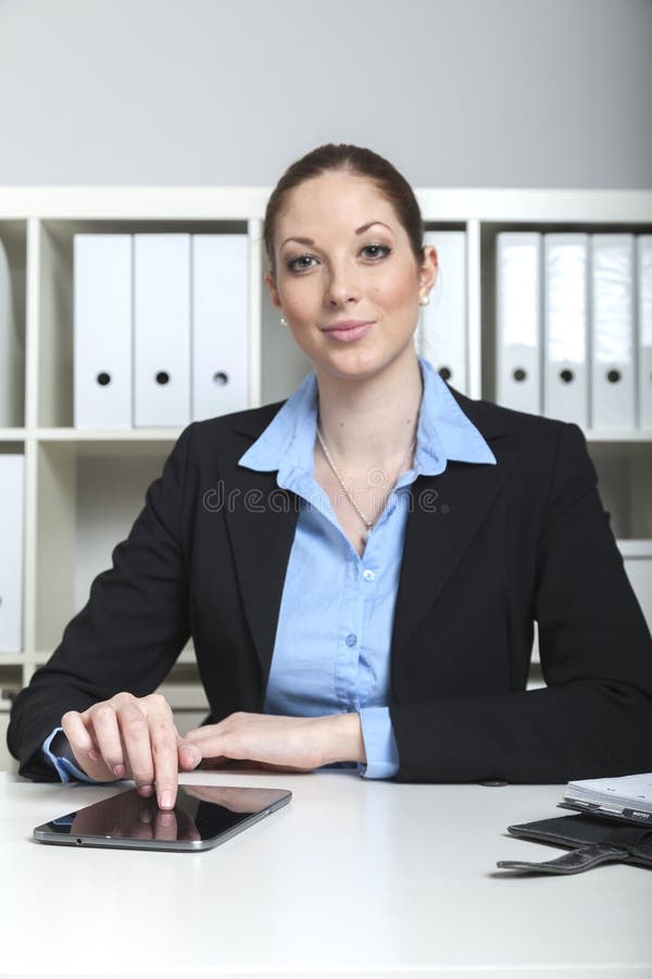 Woman with Tablet Computer at Her Work Place Stock Image - Image of ...