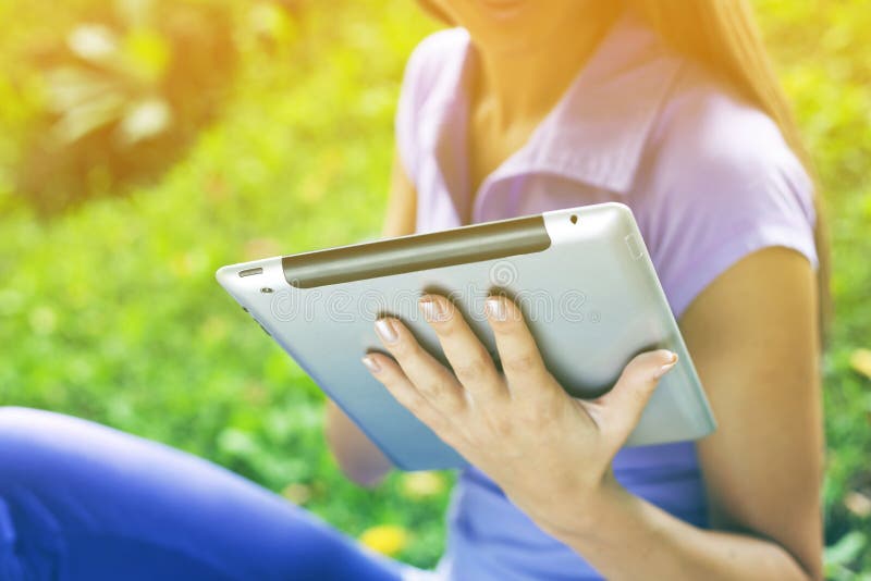 Computer in the Park stock image. Image of plants, stockings - 118189