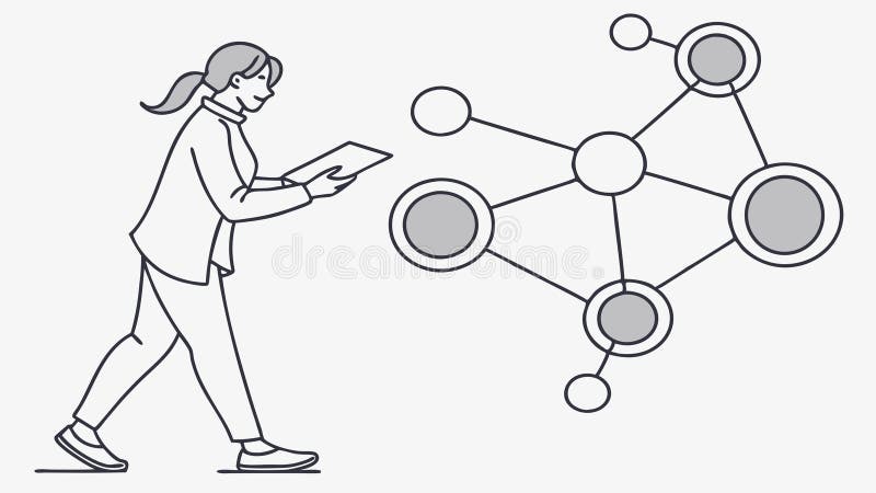 Woman with Tablet and Data Network Diagram, Vector Design Generative AI ...