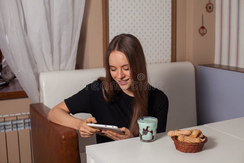 Woman with tablet stock image. Image of relaxation, enjoyment - 83019943