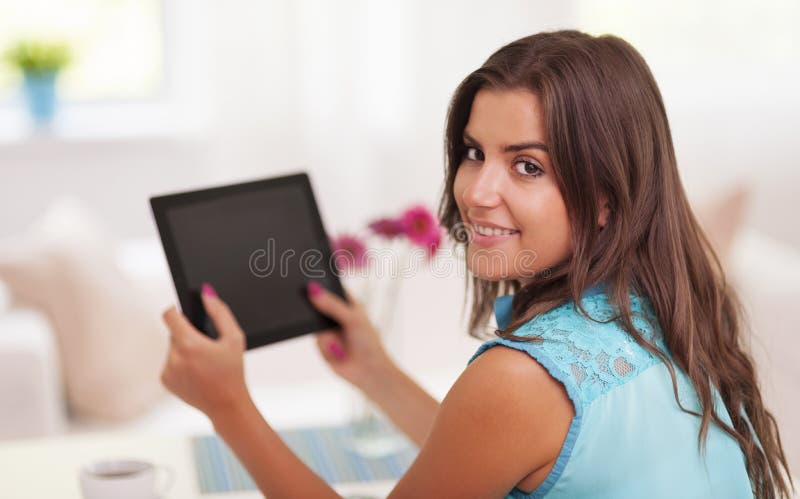 Woman with tablet stock photo. Image of people, cheerful - 32529426