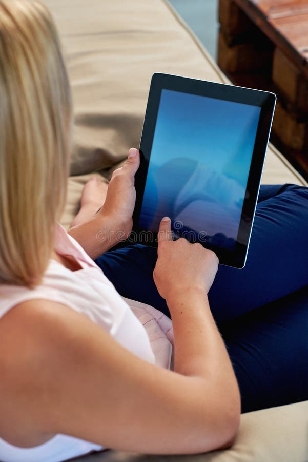 Woman with tablet stock photo. Image of alone, leisure - 49161872