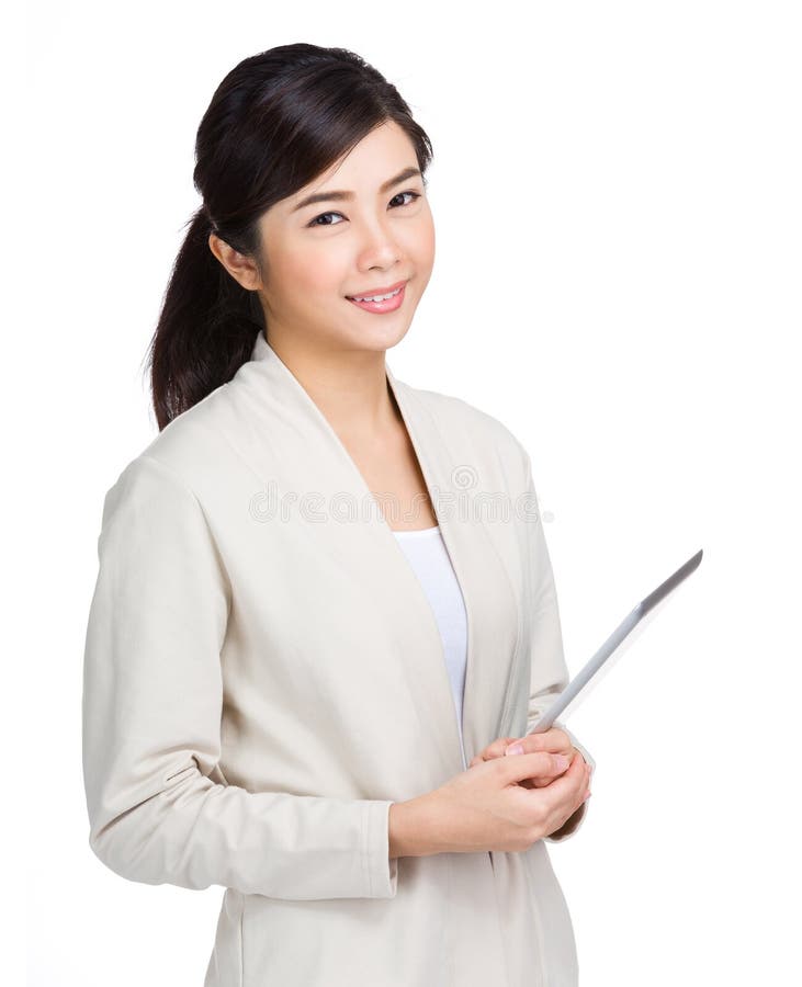 Woman with tablet stock photo. Image of education, portrait - 41410978