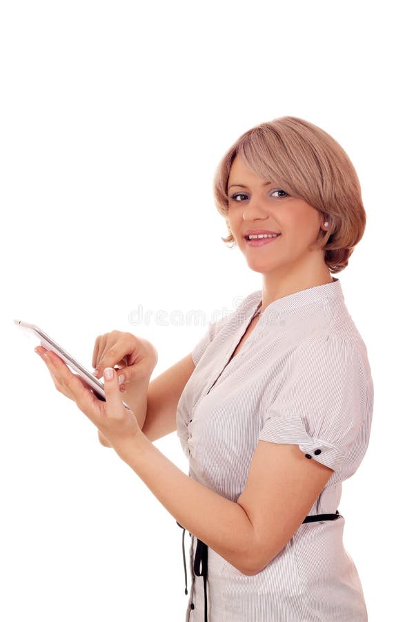 Woman with tablet pc stock photo. Image of happy, cheerful - 27939712