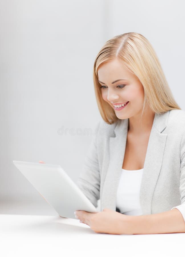Woman with tablet pc stock photo. Image of nice, girl - 31585978