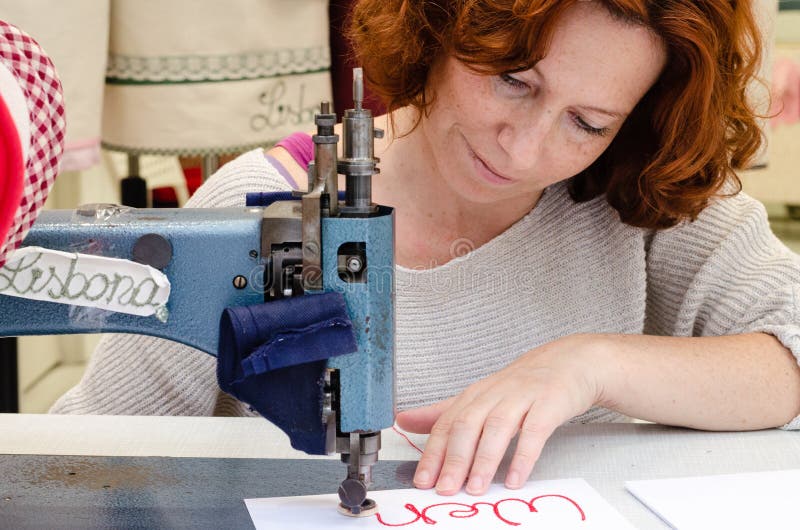 Woman Tailor, Fabric Sewing, Female Sewing Editorial Image - Image of ...