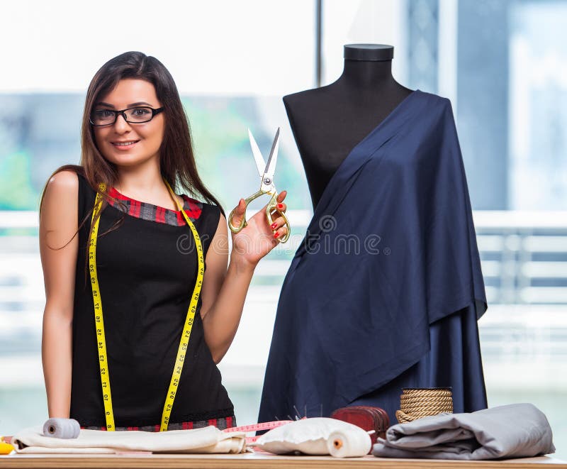 Woman Tailor Working on New Clothing Stock Image - Image of design ...
