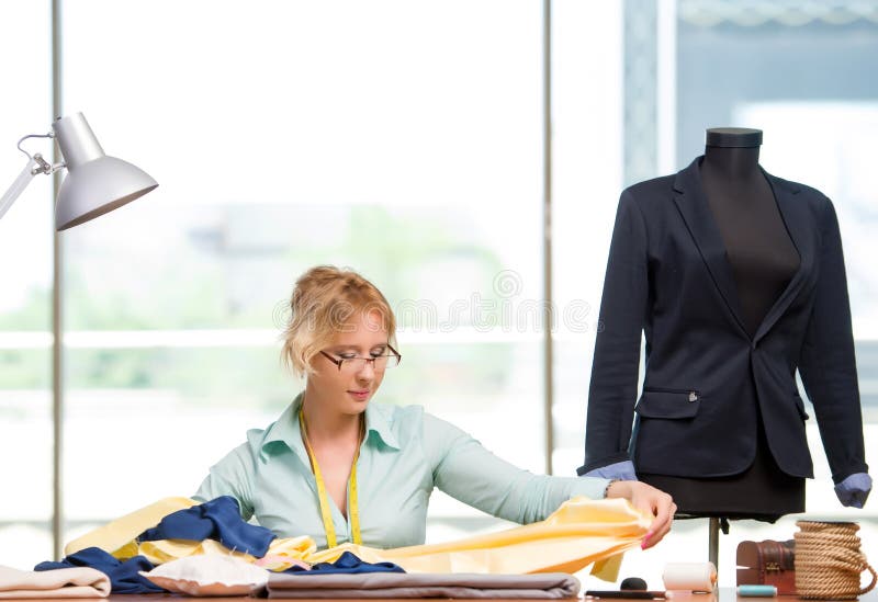 Woman Tailor Working on New Clothing Stock Image - Image of equipment ...