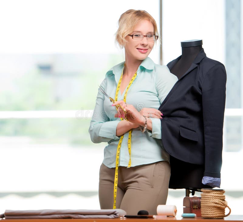Woman Tailor Working on New Clothing Stock Photo - Image of lady ...