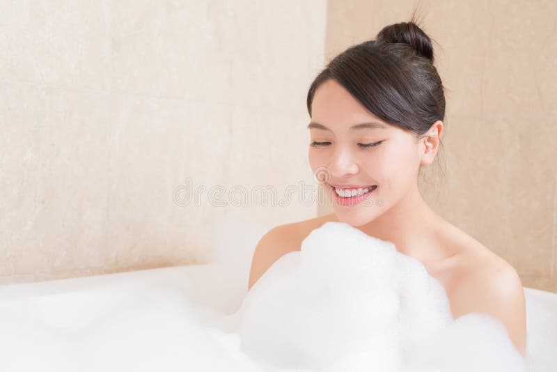 Woman take the bath stock photo. Image of relax, glamour - 91329580