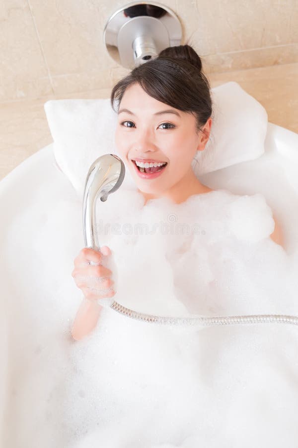 Woman take the bath stock image. Image of bath, beautiful - 92055699