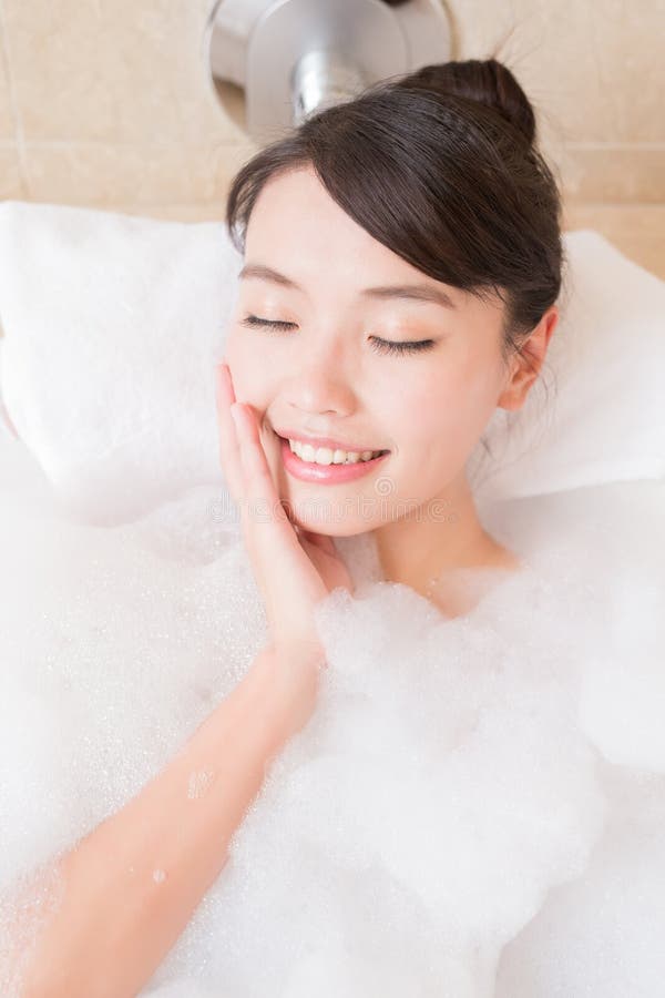 Woman take the bath stock photo. Image of clean, female - 92055782