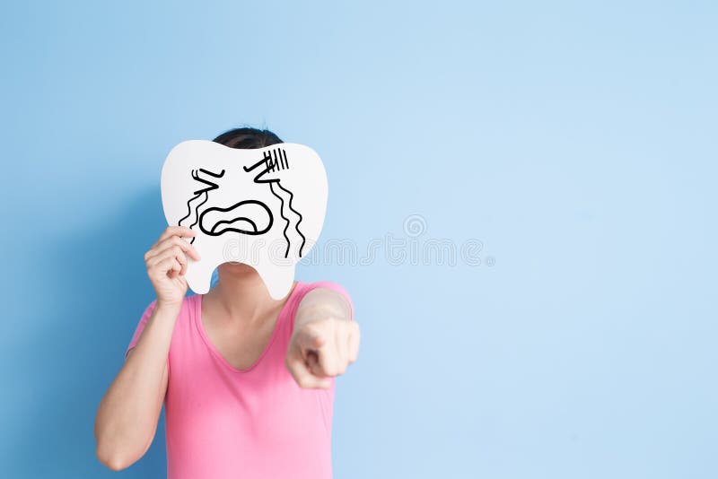 Woman take cry tooth stock photo. Image of copy, isolated - 98060192