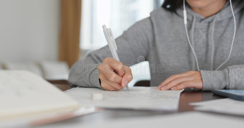 Woman Take Note on the Book Study Stock Image - Image of hand, note ...
