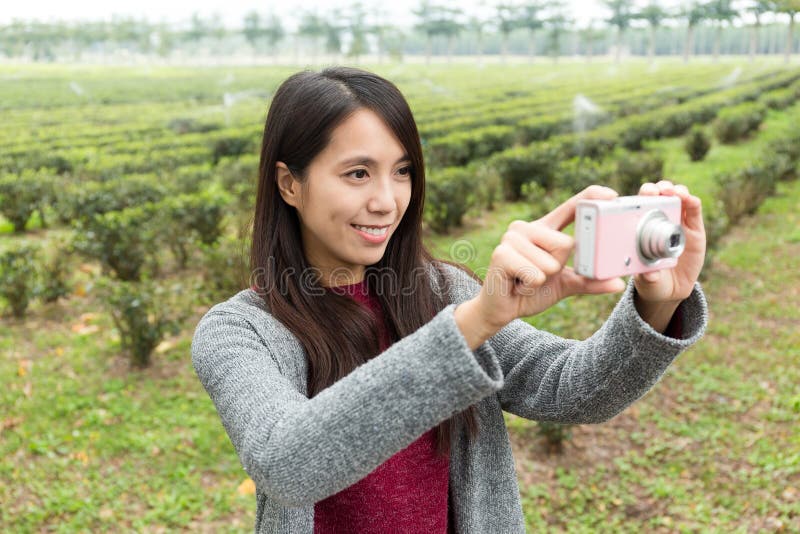 Woman Take a Photo by Using Camera Stock Image - Image of camera, park ...