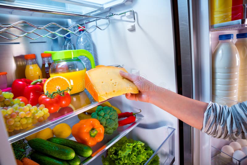 Cheese in Open Refrigerator Concept Stock Image - Image of food ...