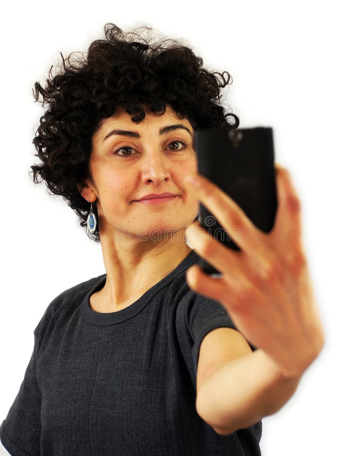 Pretty Girl Take A Self Portrait With Her Smart Phone Stock Image