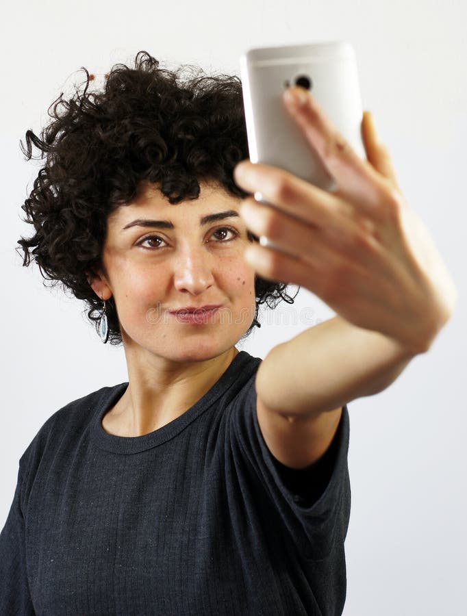 Woman Takes A Self Portrait Stock Image Image Of Making Portrait
