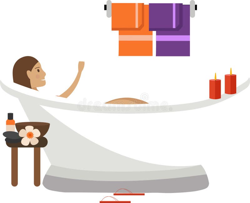 Woman Taking Bath Vector Icon Isolated on White Stock Vector ...