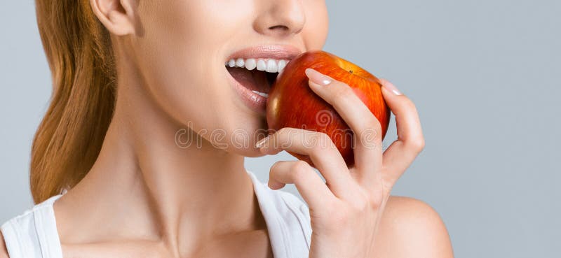 Woman Taking a Bite of Red Apple, Cropped Stock Image - Image of bite ... Woman Taking a Bite of Red Apple, Cropped Stock Image - Image of bite ...