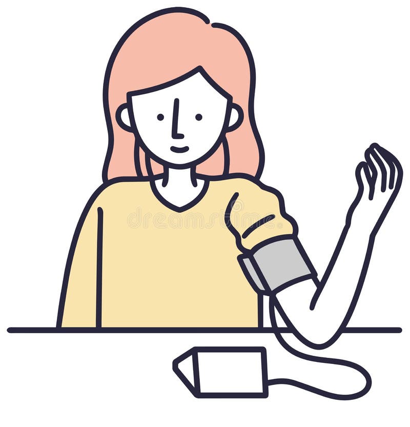 Woman Taking Blood Pressure Simple Illustration Stock Vector ...