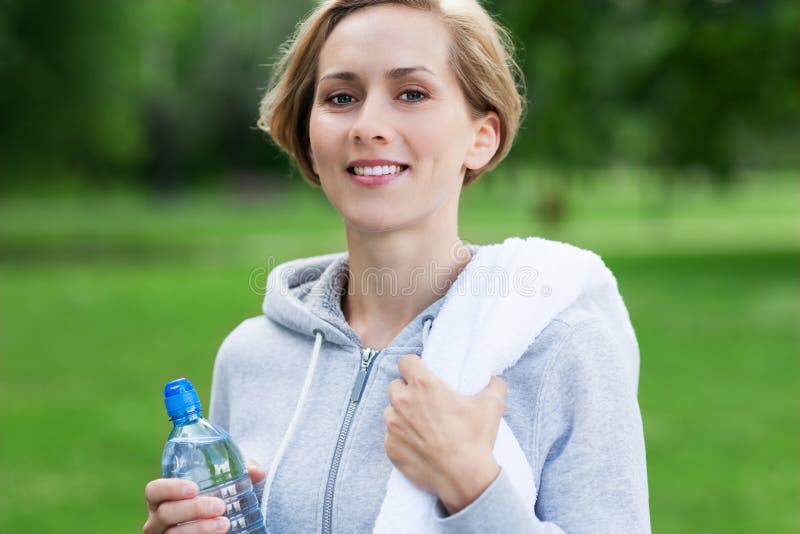 Woman Taking a Break from Exercises Stock Image - Image of adult ...