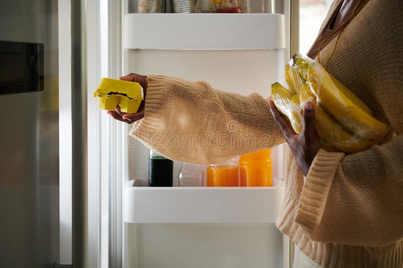 Woman Taking Breakfast Ingredients Stock Image - Image of snack, banana ...