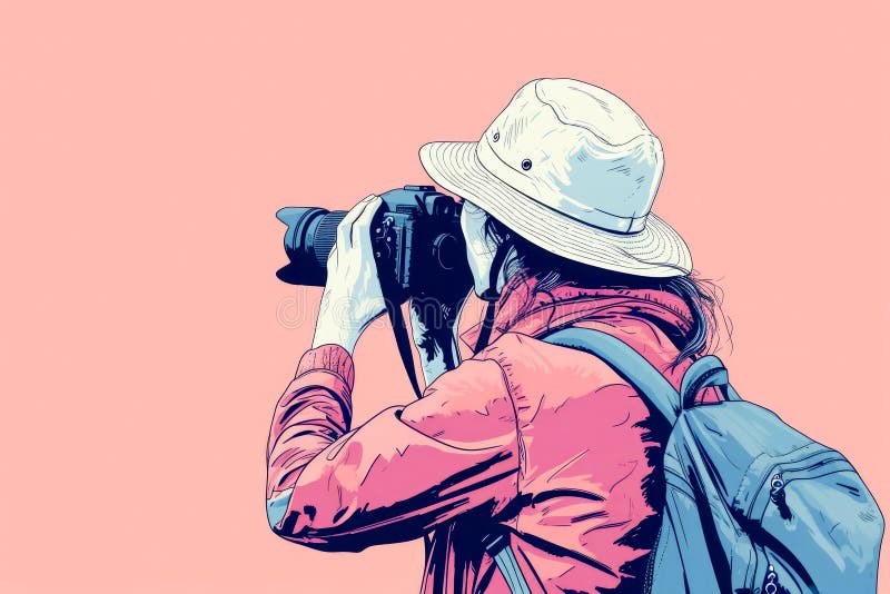A Woman is Taking a Picture with a Camera Stock Illustration ...
