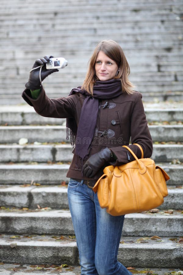 Woman Taking a Self-portrait Stock Image - Image of photograph, people ...