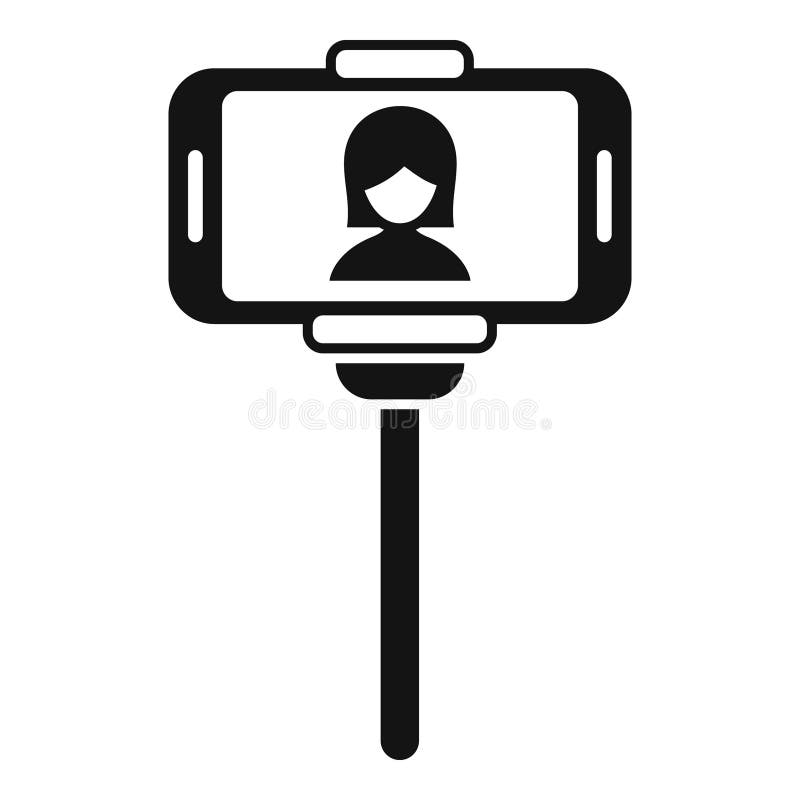 Woman Taking Selfie with Smartphone on Monopod Icon Stock Vector ...
