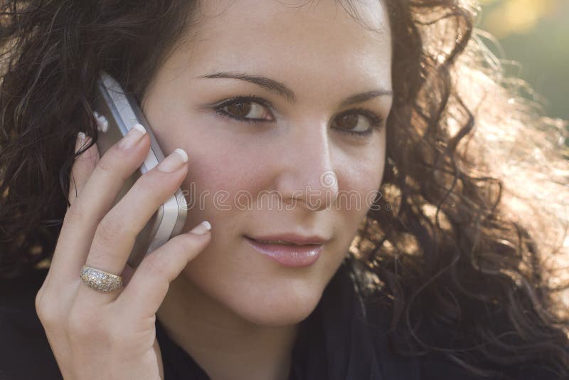 Woman Talking by Cell Phone Stock Image - Image of woman, attractive ...