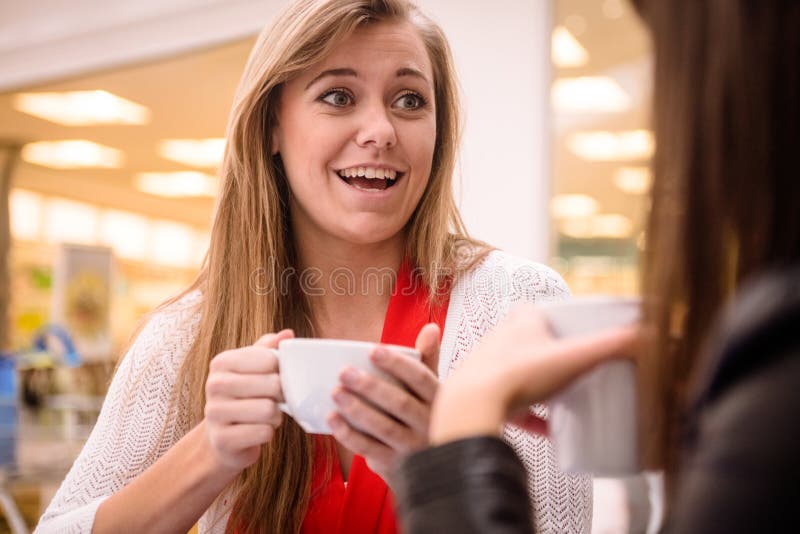 Woman Talking while Having Coffee Stock Photo - Image of refreshment ...