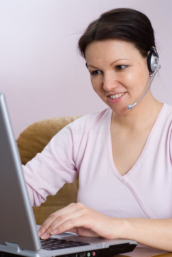 Woman Talking and Looking at Laptop Stock Image - Image of professional ...