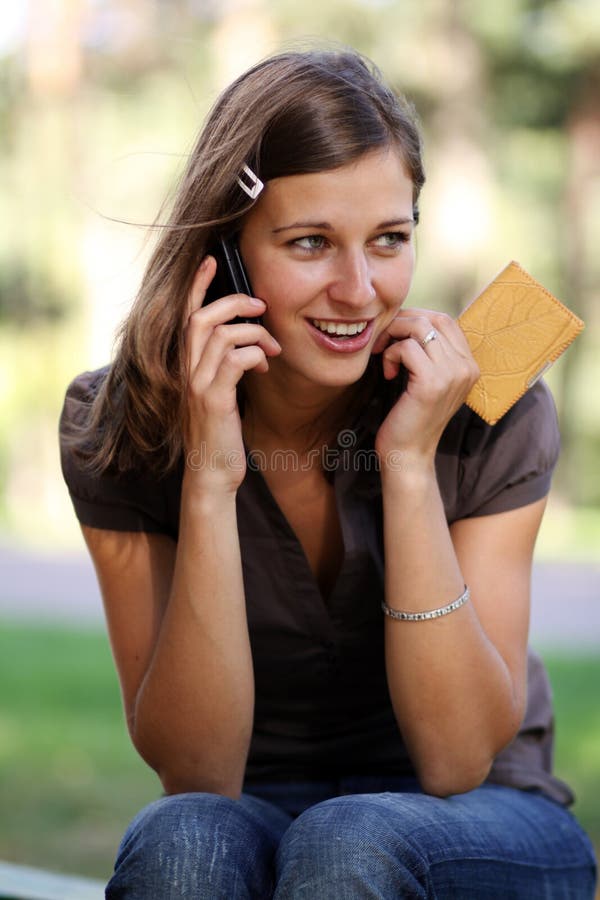 Woman Talking on Mobile Phone Stock Image - Image of cellphone ...