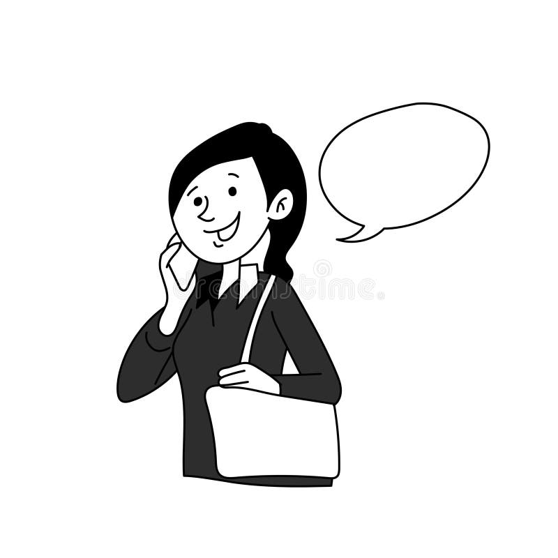 Woman Talking In Mobile Phone Vector Cartoon Illustration Stock Vector