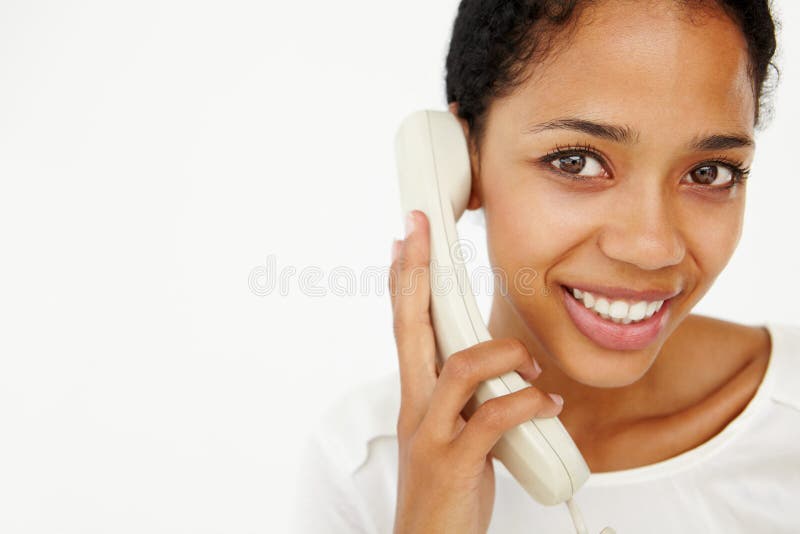 Woman talking on telephone stock photo. Image of blouse - 19908174