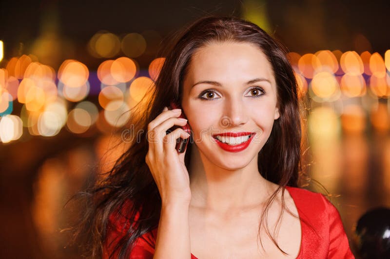 Woman Talks on Cellular Telephone Stock Photo - Image of cell, kremlin ...