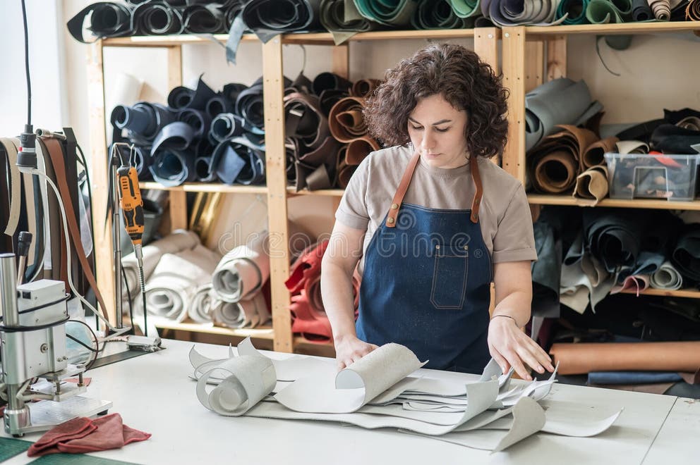 Woman Tanner at Work in the Workshop. Stock Photo - Image of equipment ...