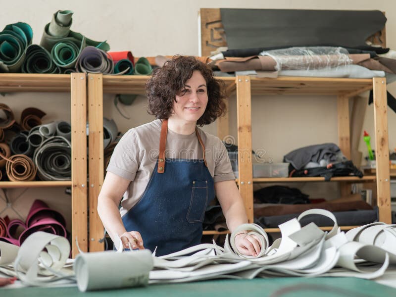 Woman Tanner at Work in the Workshop. Stock Image - Image of equipment ...
